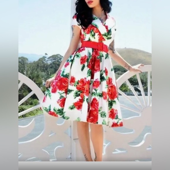 Pinup Couture | Dresses | Pug Pinup Girl Couture Red Roses Birdie Dress Vintage 2x | Poshmark